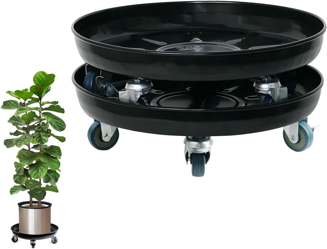 Plant Caddy with Wheels,2 Pack Black Heavy Duty Plant Stand with ...