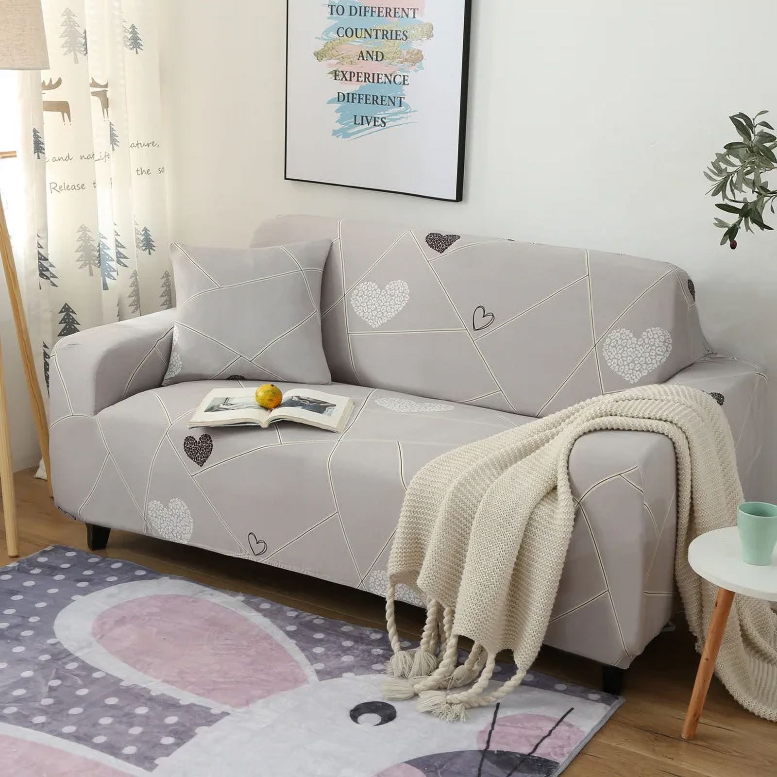 Plant Cartoon Geometric Sofa Cover Fabric Four Seasons Stretch Sofa ...