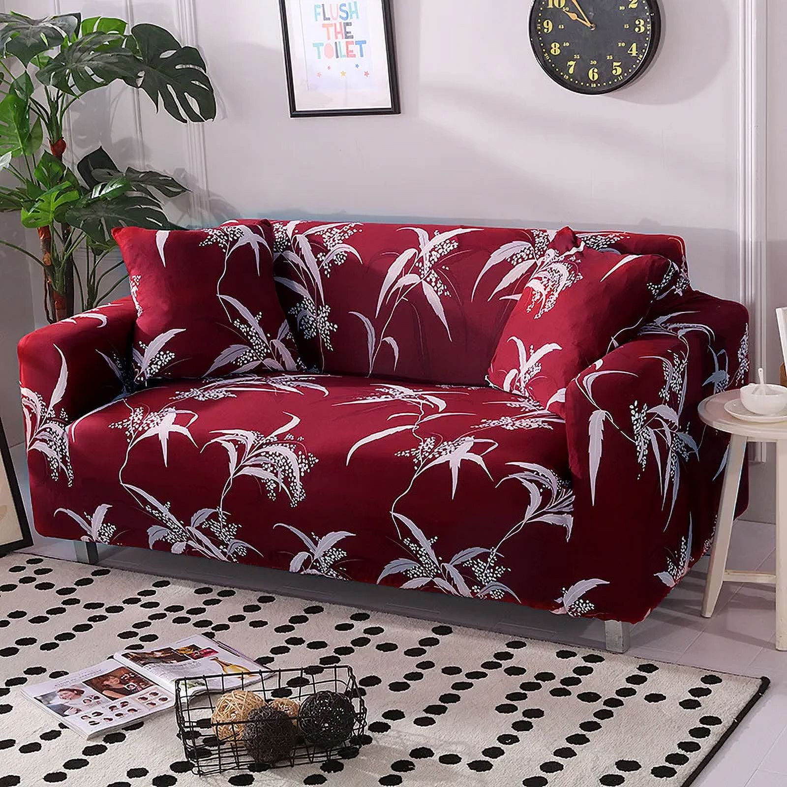 Plant Cartoon Geometric Sofa Cover Fabric Four Seasons Stretch Sofa ...