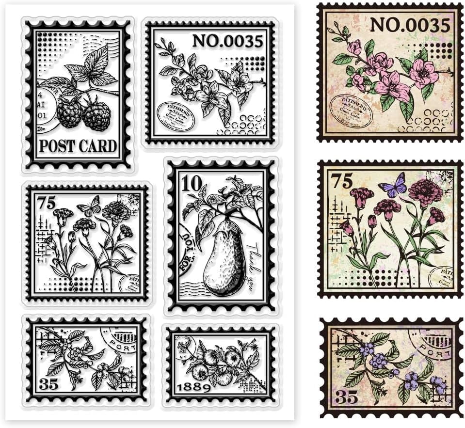 Plant Clear Stamps PVC Plastic Transparent Stamps Raspberry Petunia ...