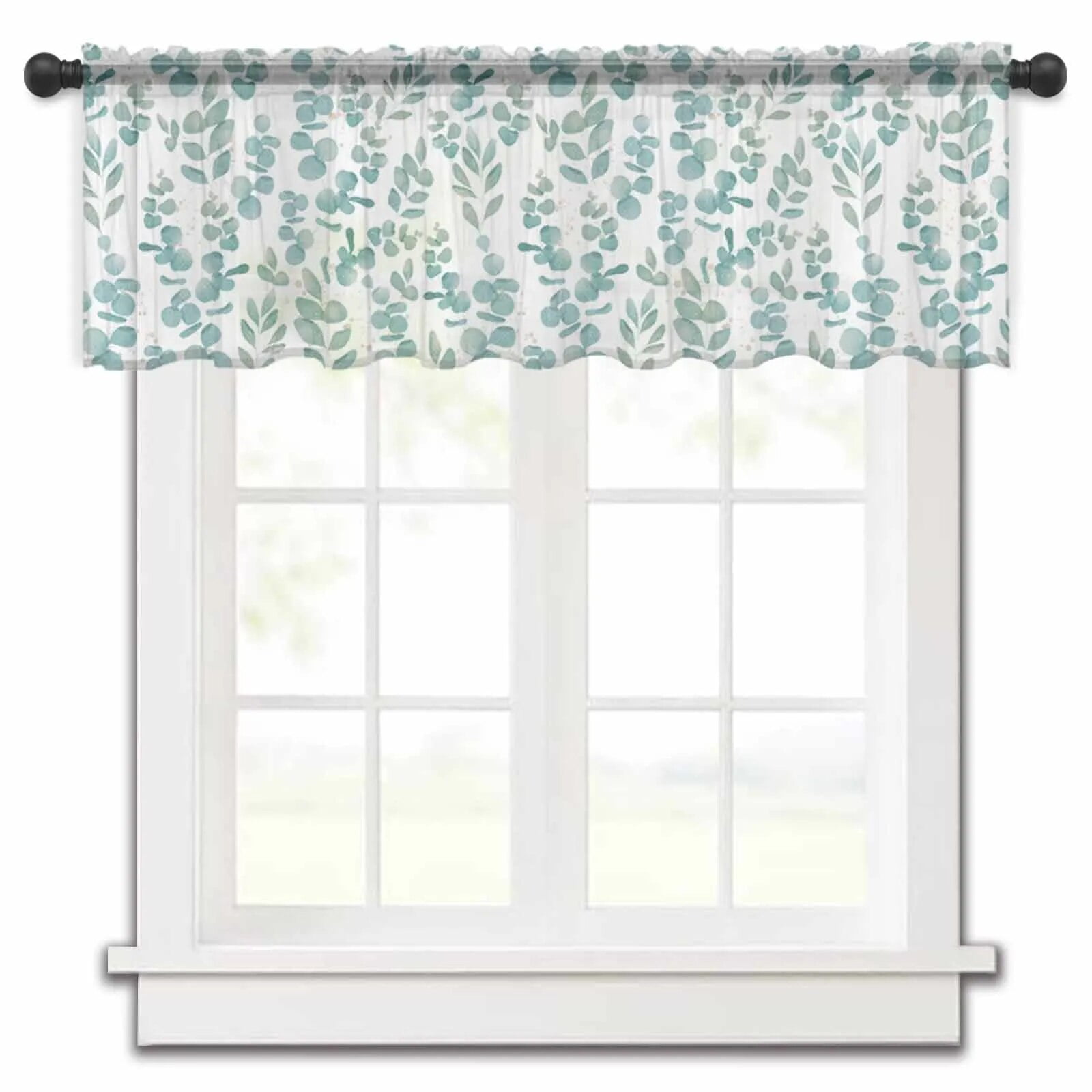 Plant Color Floral Pastoral Watercolor Small Window Curtain Tulle Sheer ...