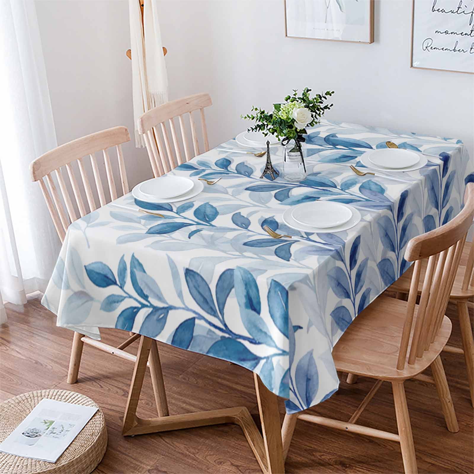 Plant Color Watercolor Natural Table Cloth Waterproof Dining Tablecloth ...
