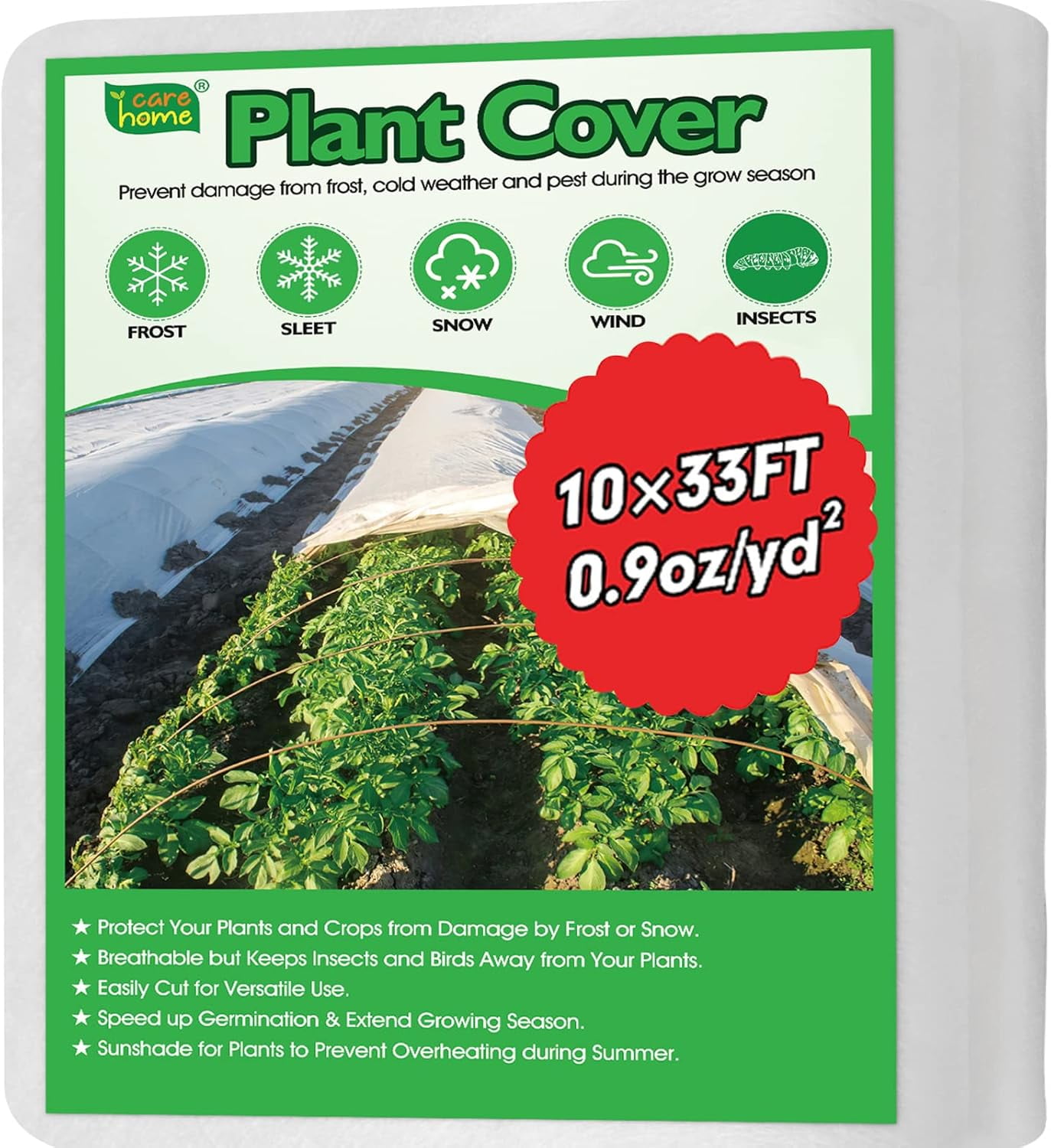 Plant Covers Freeze Protection, 10 x 33FT Frost Cloth Floating Row ...