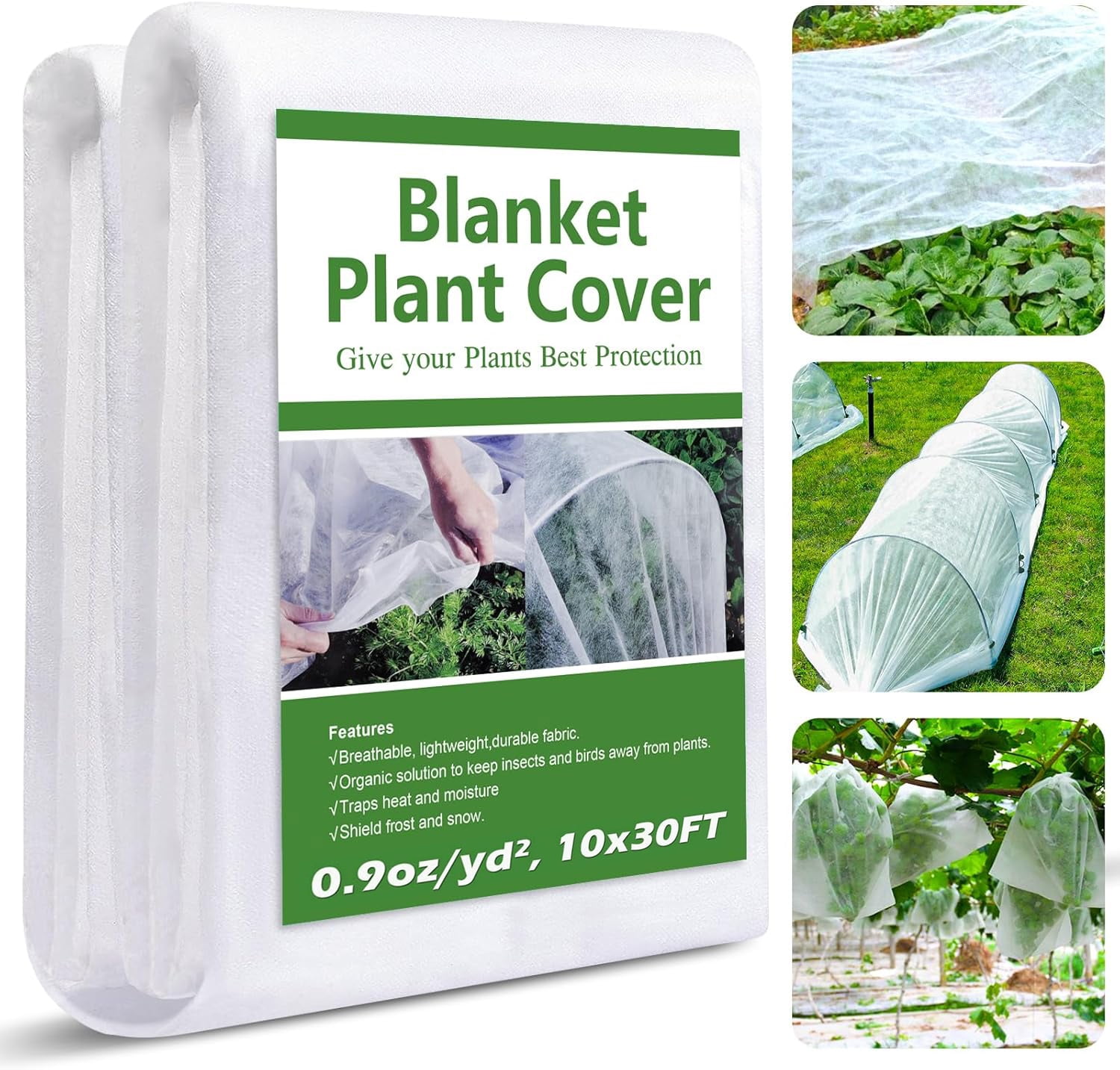 Plant Covers Freeze Protection 10x33ft（1.05 Oz/yd²）FifthQuarter Garden ...