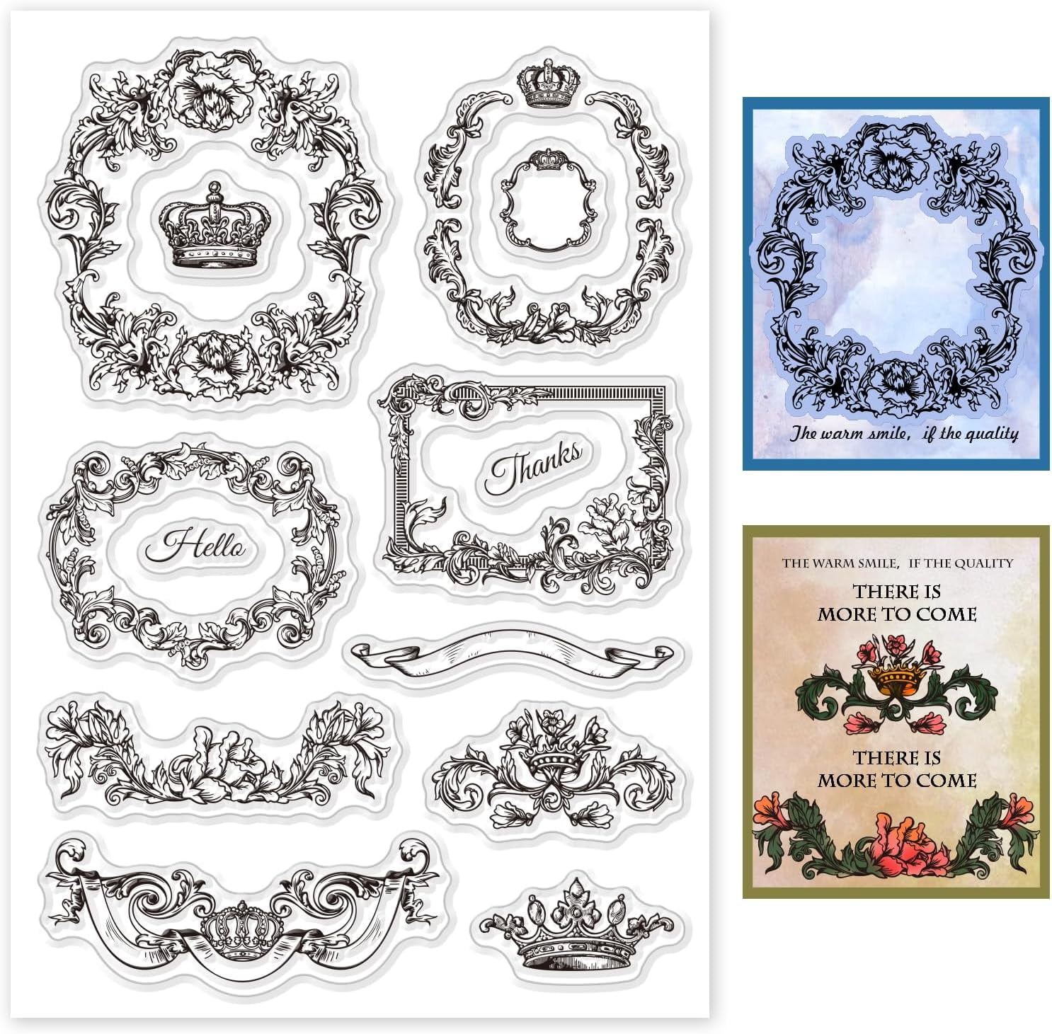 Plant Crown Clear Stamps for Cards Making Vintage Vine Edges Corners ...