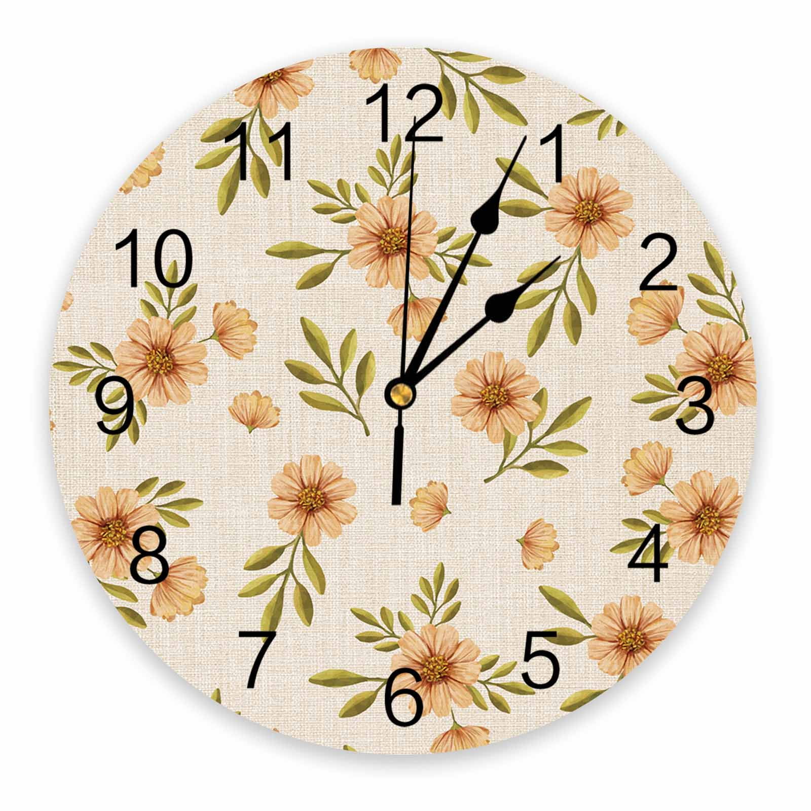 Plant Daisy Leaves Watercolor PVC Wall Clock Bedroom ration Wall Clock ...