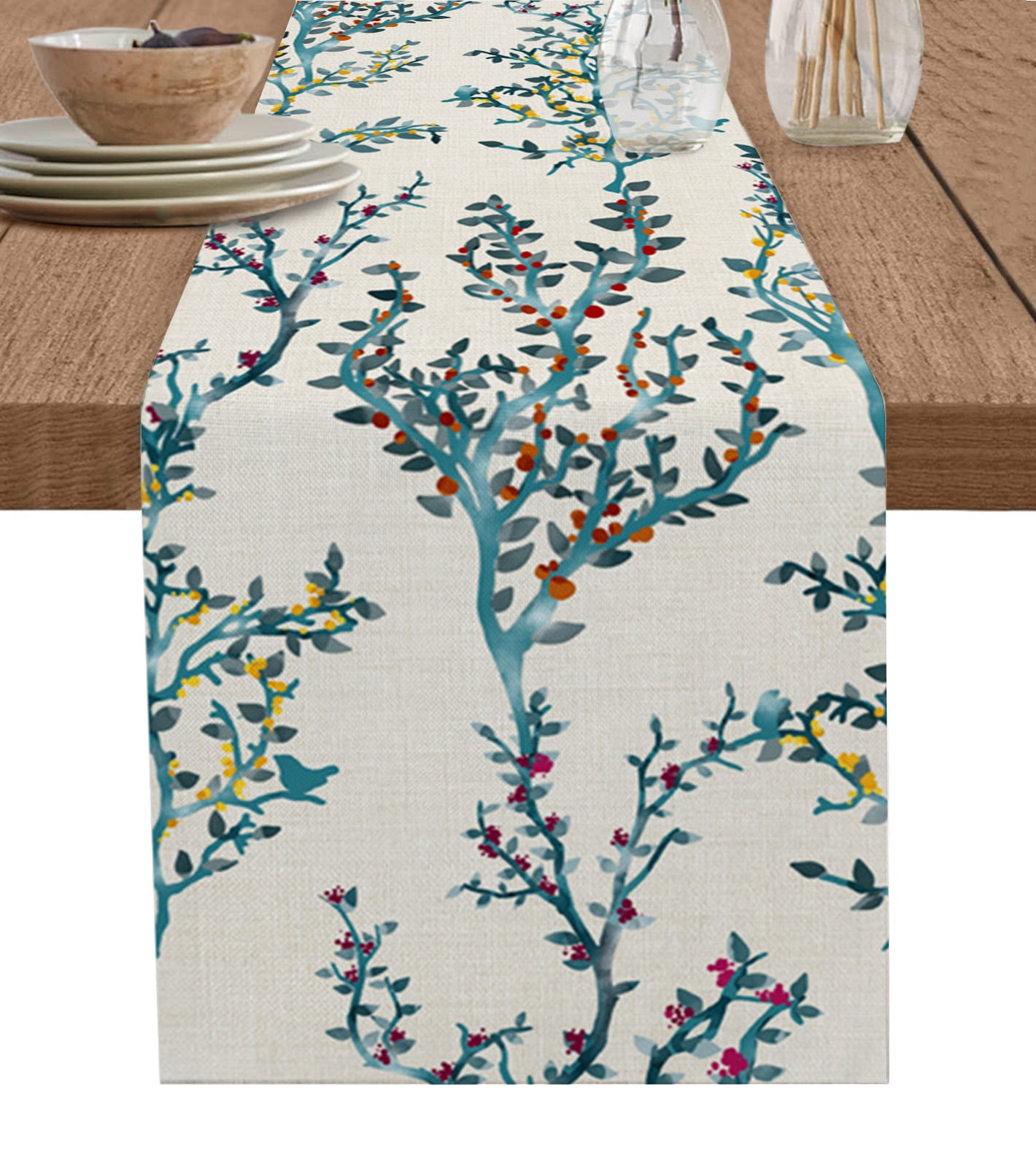 Plant Dandelion Watercolor Green Table Runner ration Home r Dinner ...