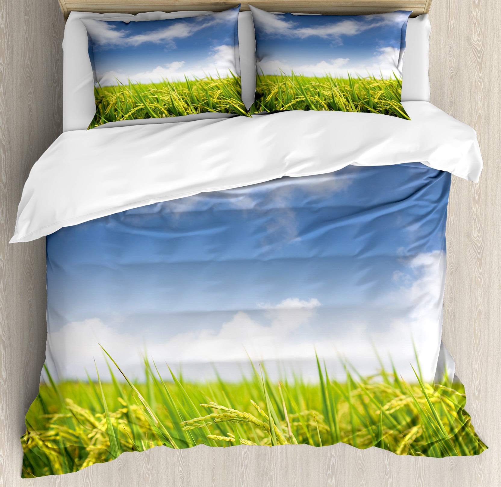 Plant Duvet Cover Set, Cultivated Farm Paddy Rice Field Agriculture ...