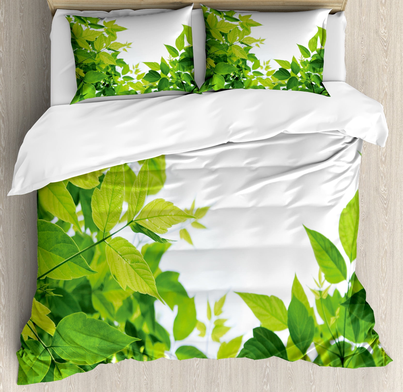 Plant Duvet Cover Set, Photo of Fresh Leaves Spring Season Birth of ...