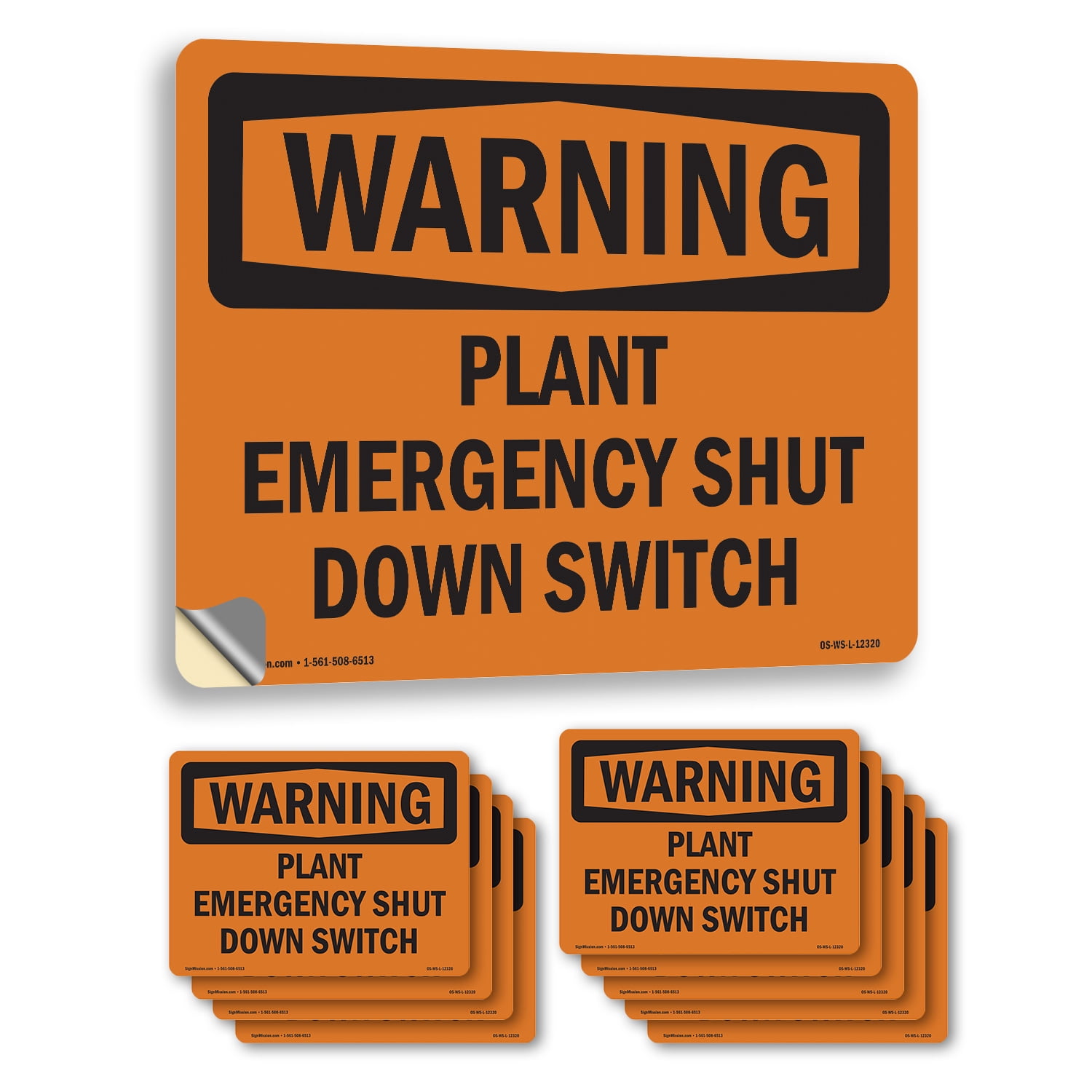 Plant Emergency Shut Down Switch OSHA WARNING Vinyl Decal Label 14 Inch ...