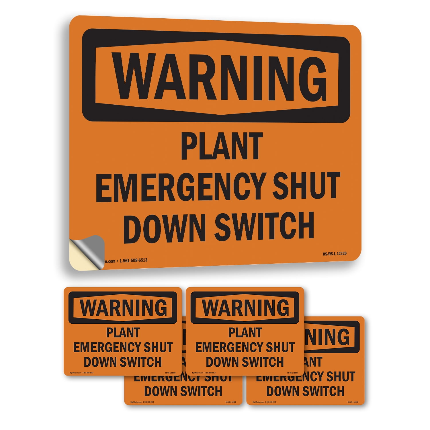 Plant Emergency Shut Down Switch OSHA WARNING Vinyl Decal Label 24 Inch ...