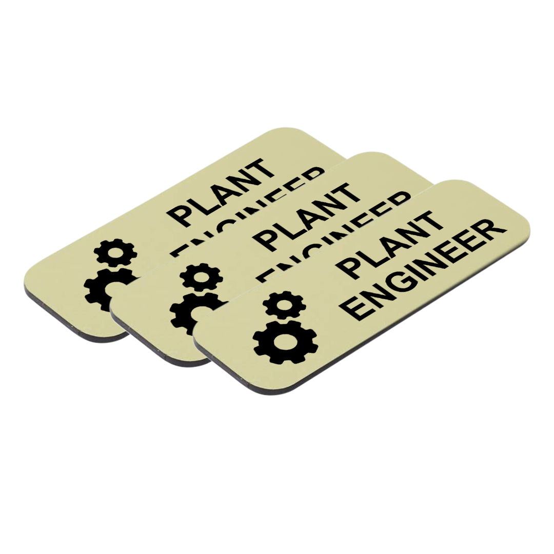 Plant Engineer 1 x 3" Name Tag/Badge, Brushed Gold, (3 Pack) - Walmart.com