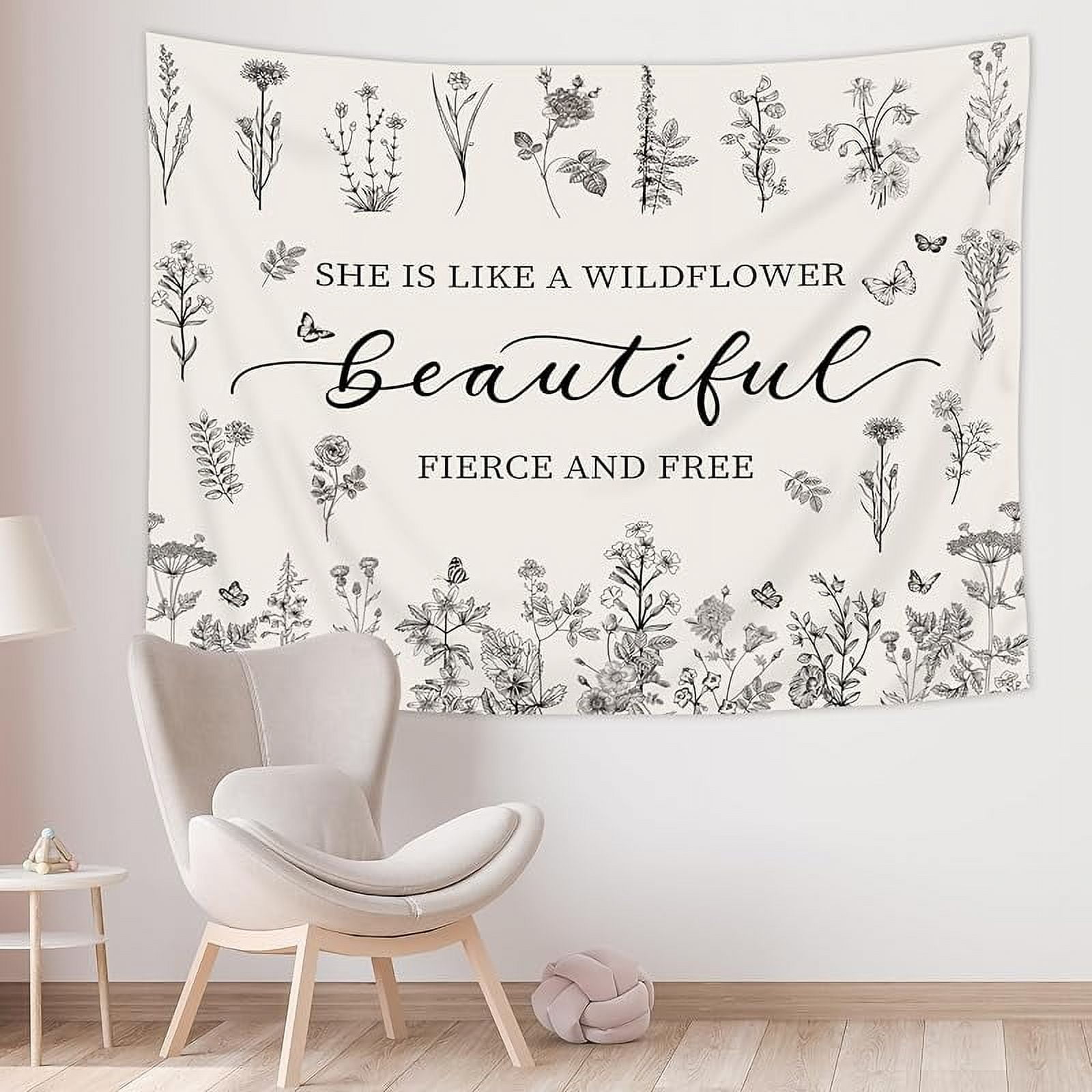 Plant Floral Inspirational Quotes Tapestry Botanical Rustic Wildflower ...