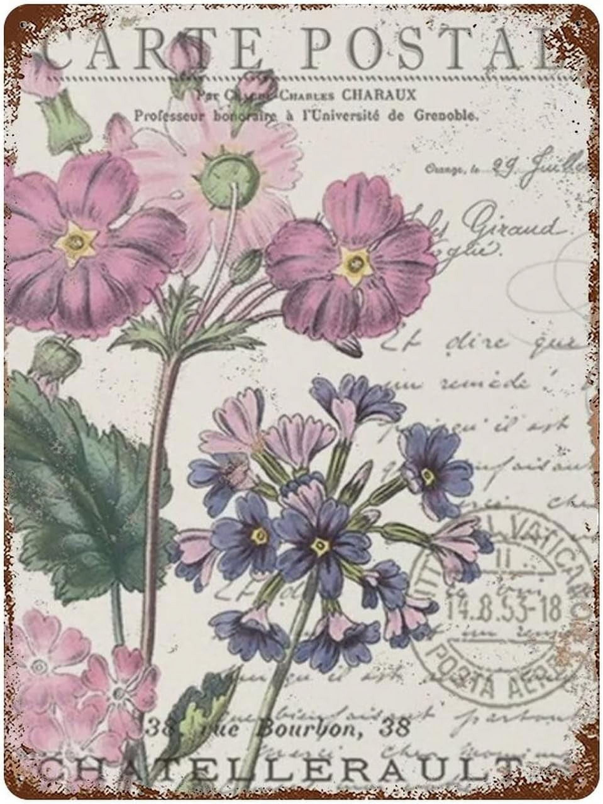 Plant Floral Tin Sign Fresh Small Yellow Flower Metal Poster Antique ...