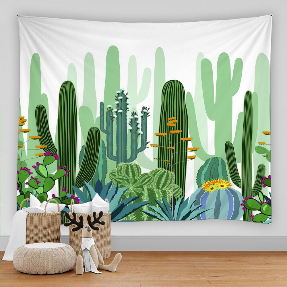 Plant Flower Leaves Cactus Tapestry Simple Nordic Style Hippie Mat Wall ...