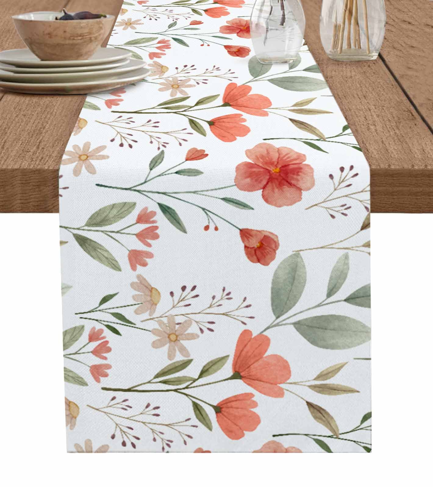 Plant Flower Leaves Clematis Table Runner ration Home r Dinner Table ration Table r - Walmart.com