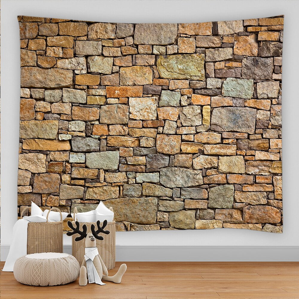 Plant Flower On Stone Wall Tapestry Wall Hanging Farmhouse Decor Large ...