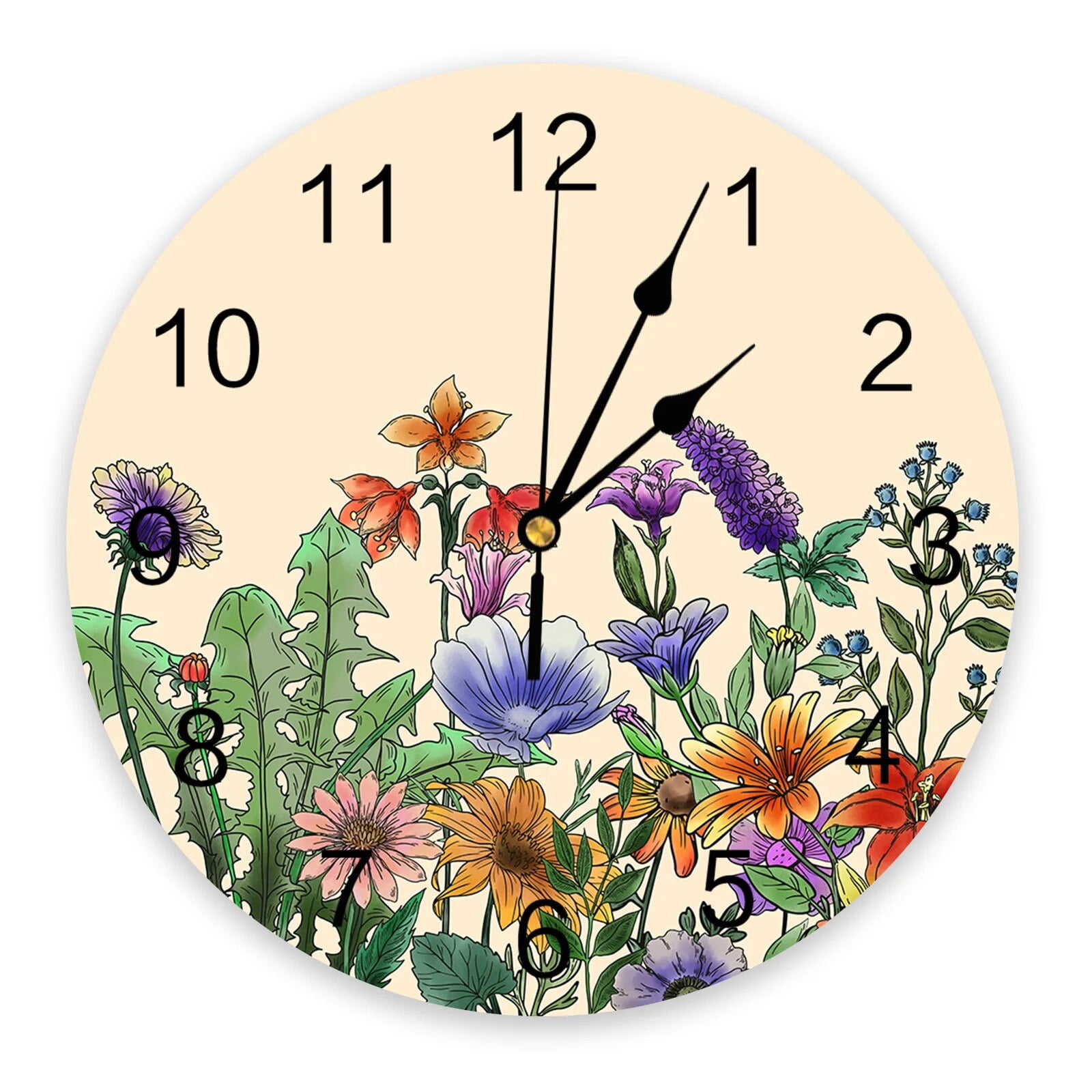 Plant Flower Petunia Lavender Clocks Wall Home Decor Modern Kitchen ...