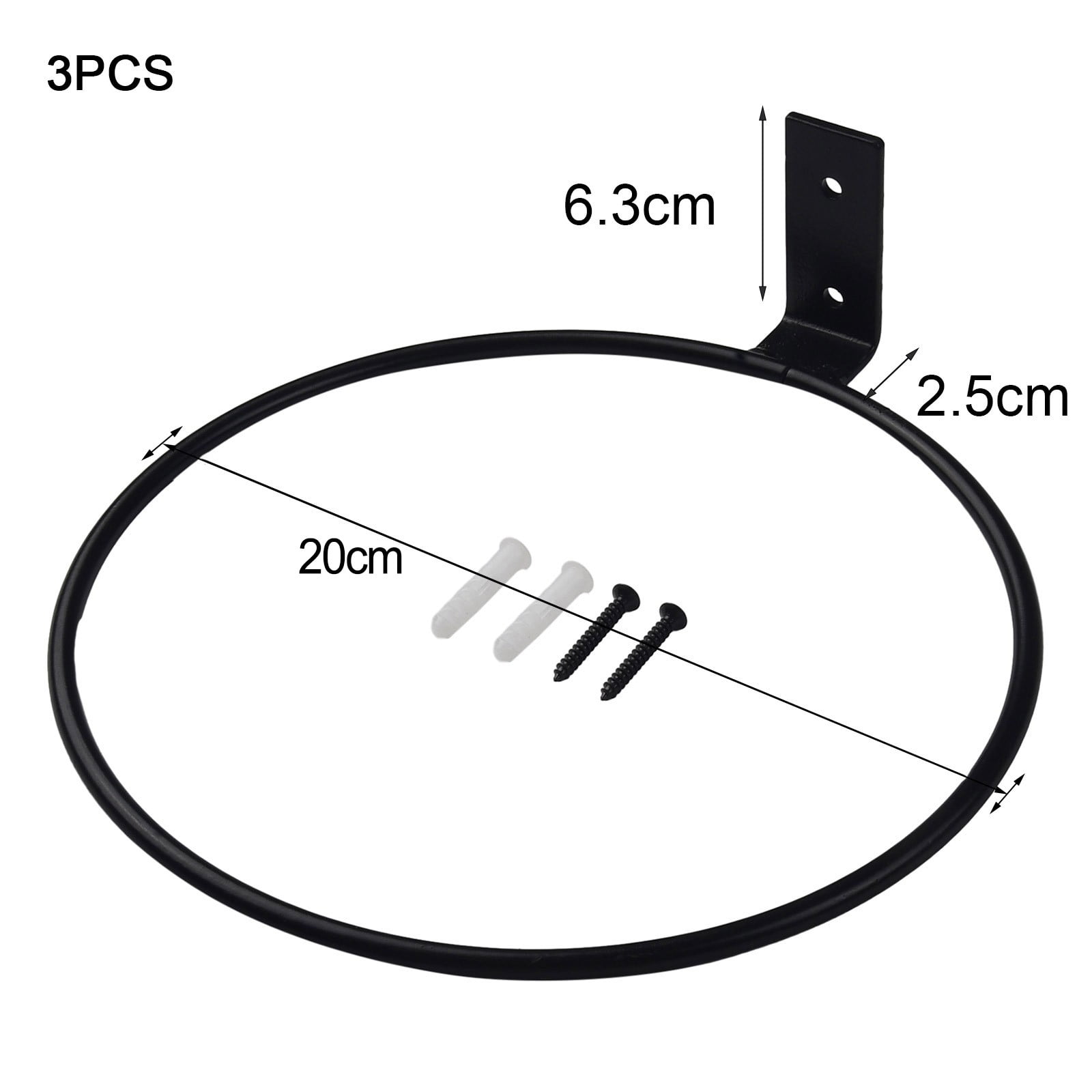 Plant Flower Pot Wall Mounted Ring Holder Set of 3 - Garden Hanging ...