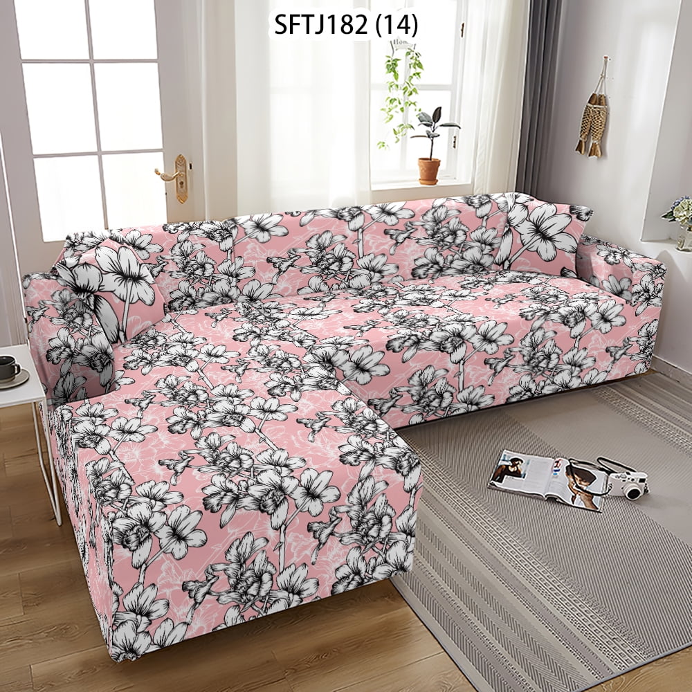 Plant Flower Sofacover L Shape 1/2/3/4-Seater Small Sofa Sofa Liner ...