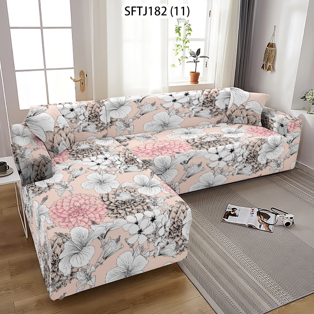 Plant Flower Sofacover L Shape 1/2/3/4-Seater Small Sofa Sofa Liner ...