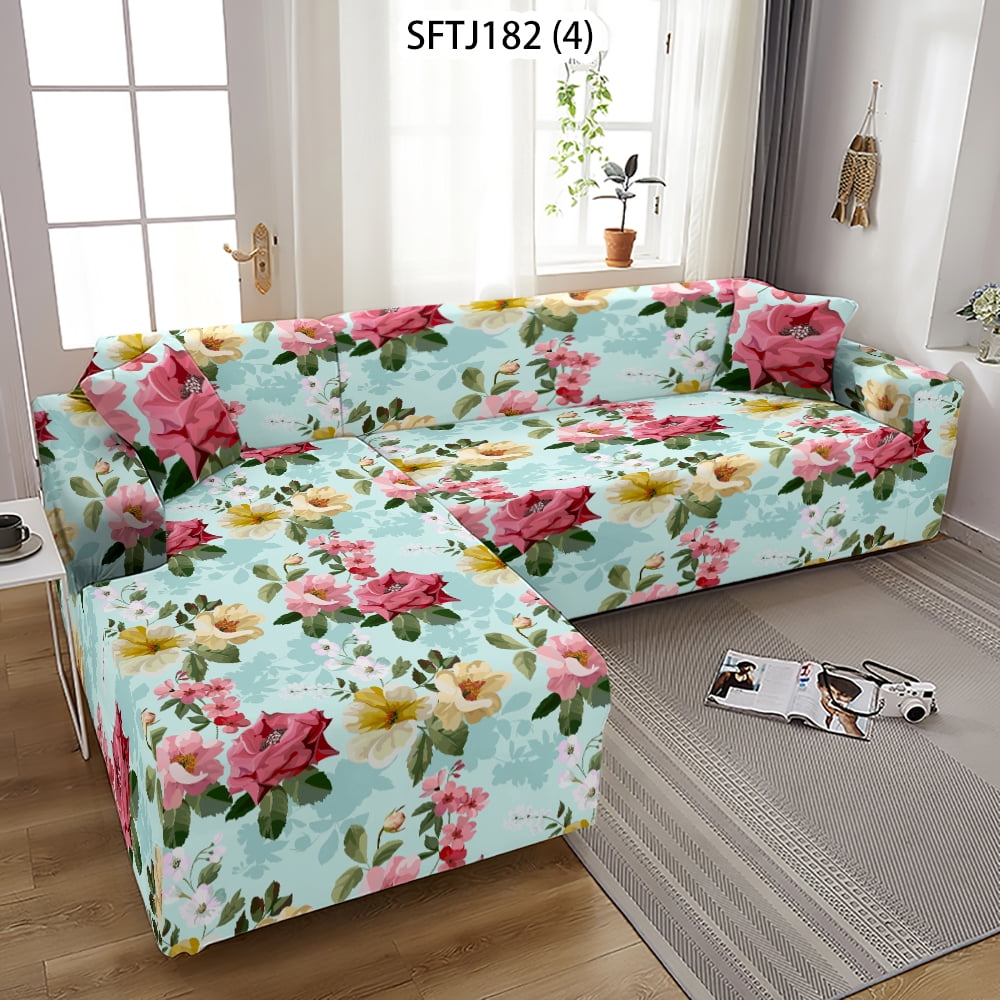 Plant Flower Sofacover L Shape 1/2/3/4-Seater Small Sofa Sofa Liner ...
