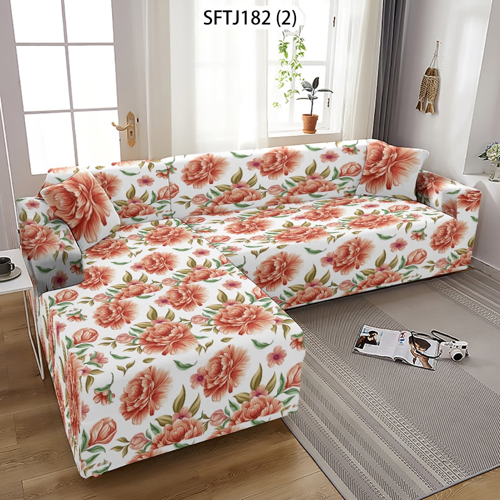 Plant Flower Sofacover L Shape 1/2/3/4-Seater Small Sofa Sofa Liner ...
