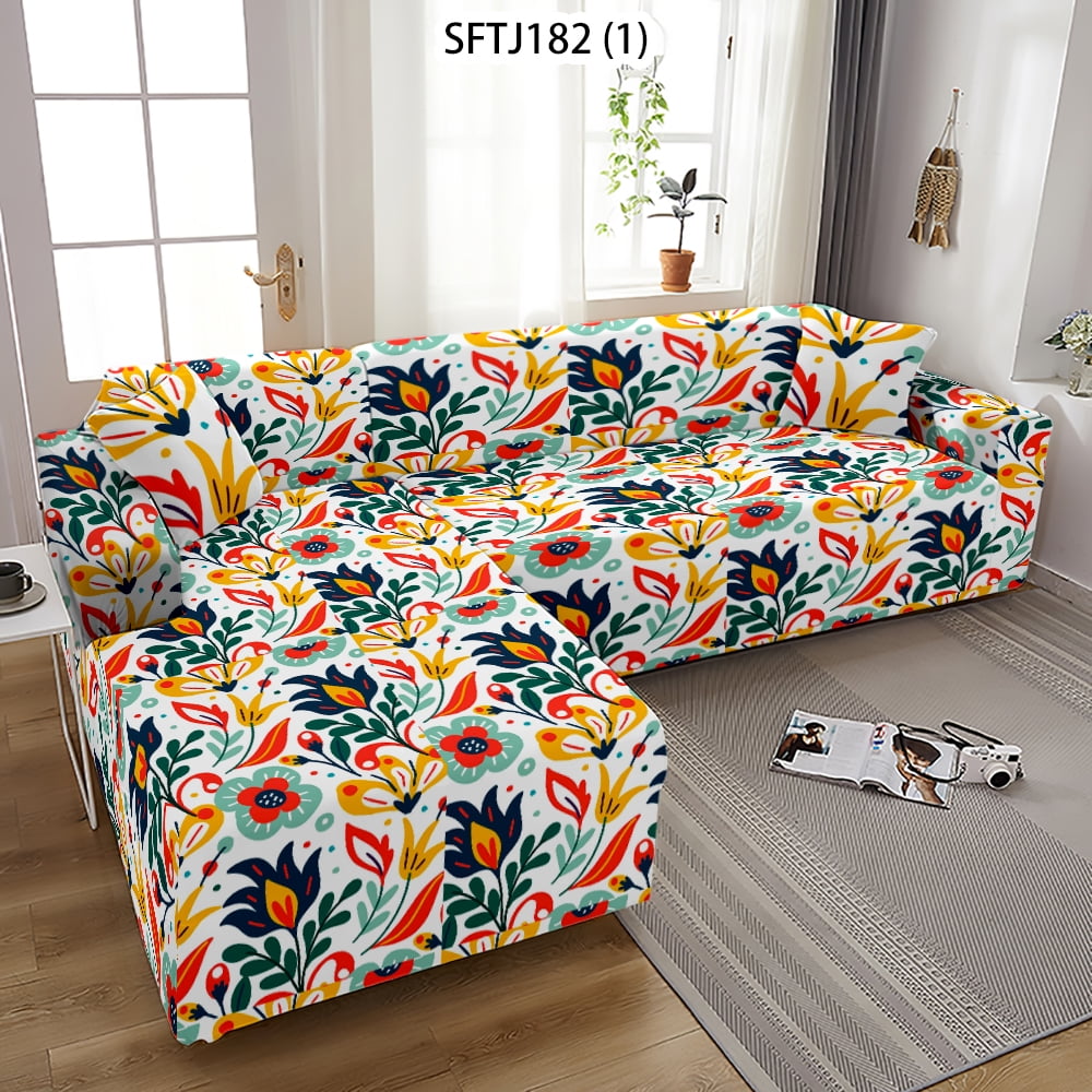 Plant Flower Sofacover L Shape 1/2/3/4-Seater Small Sofa Sofa Liner ...