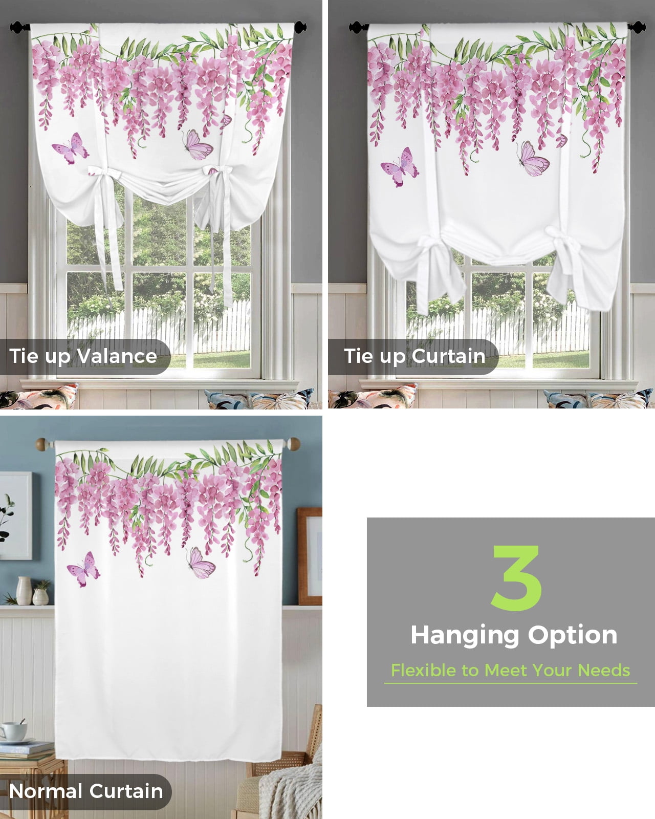 Plant Flower Window Curtain for Living Room Home r Blinds Drapes ...