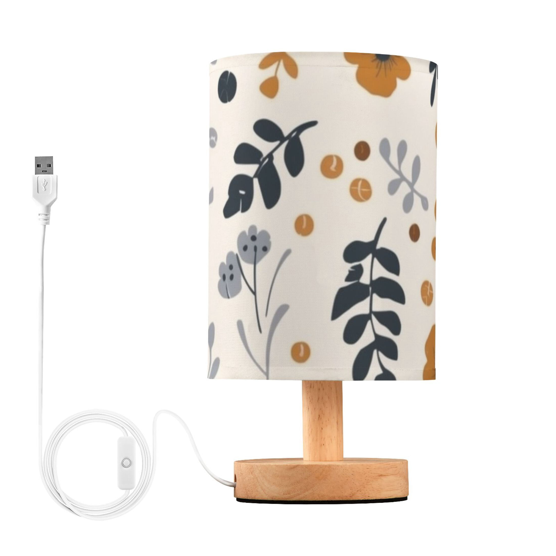 Plant Flowers Floral Bedside Table Lamp LED Warm Lights with USB ...