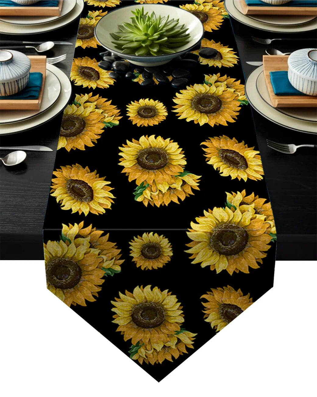 Plant Flowers Table Runners Modern Sunflower Yellow Flower Texture ...