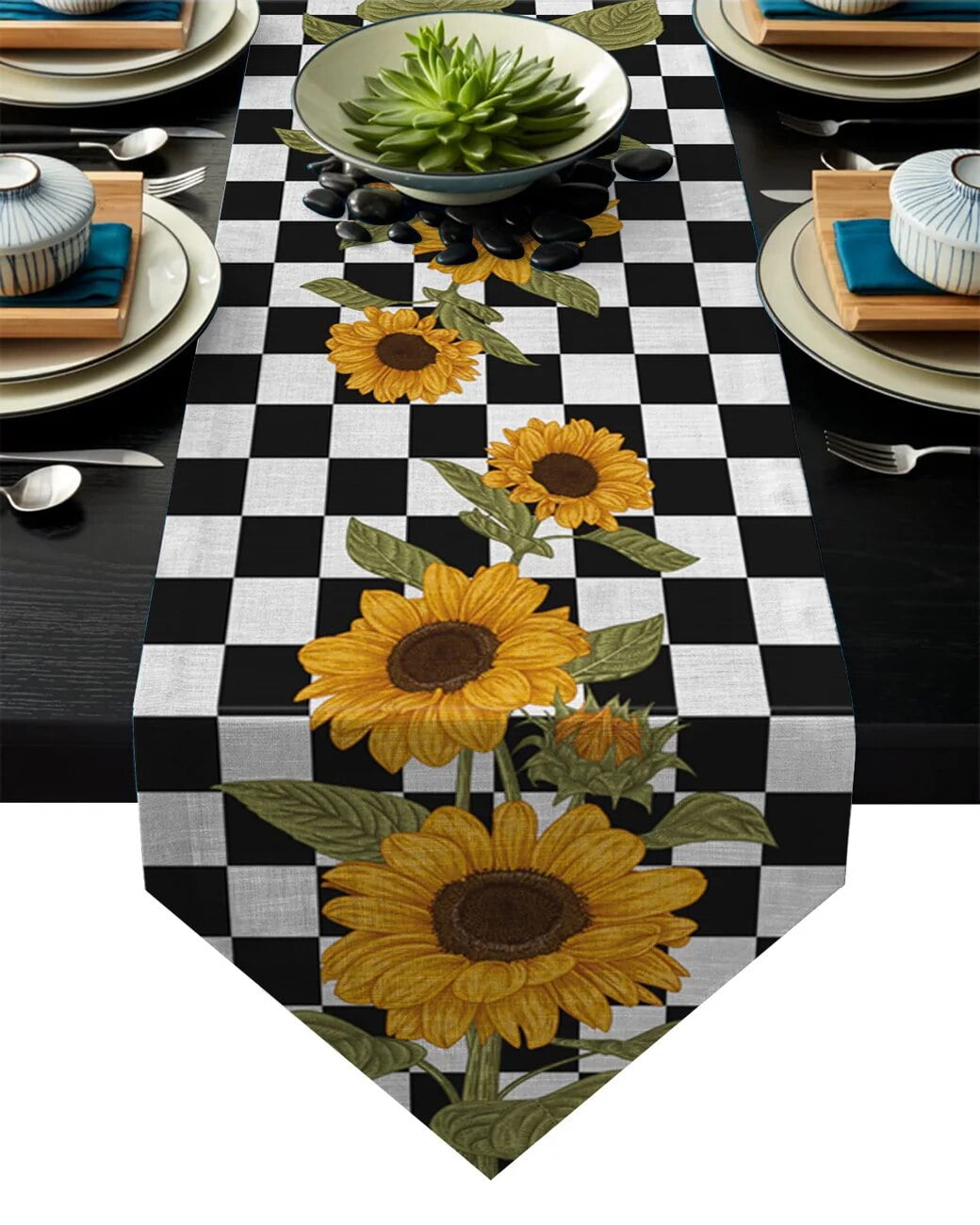 Plant Flowers Table Runners Modern Sunflower Yellow Flower Texture ...