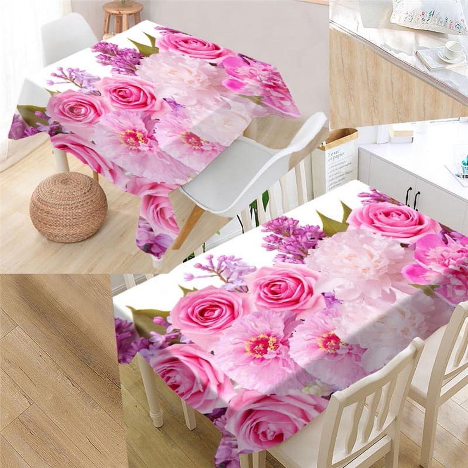 Plant Flowers Tablecloth Rectangular Waterproof Oil Proof Tablecloth ...