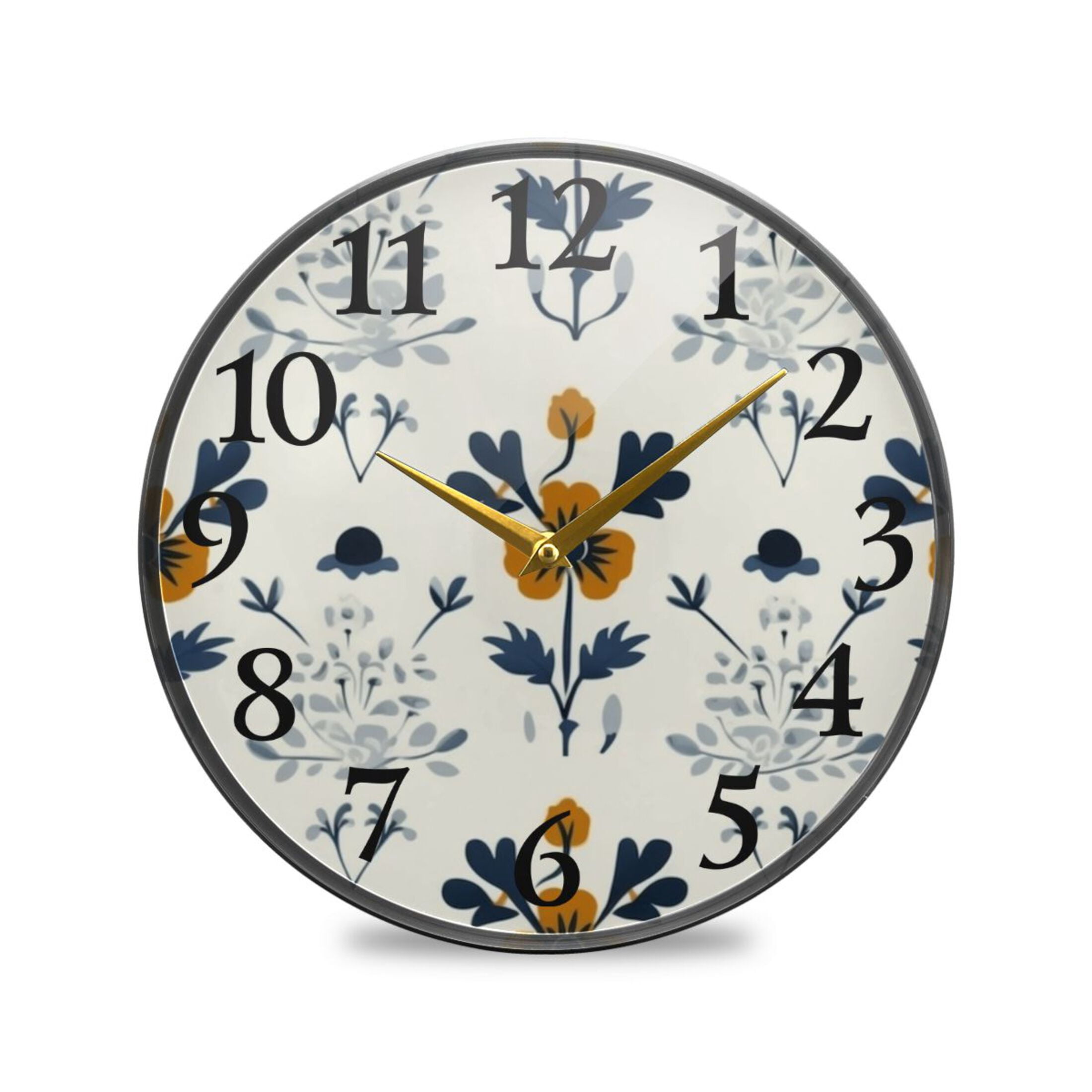 Plant Flowers Wall Clocks Battery Operated 9.5 Inch Round Clock Acrylic ...