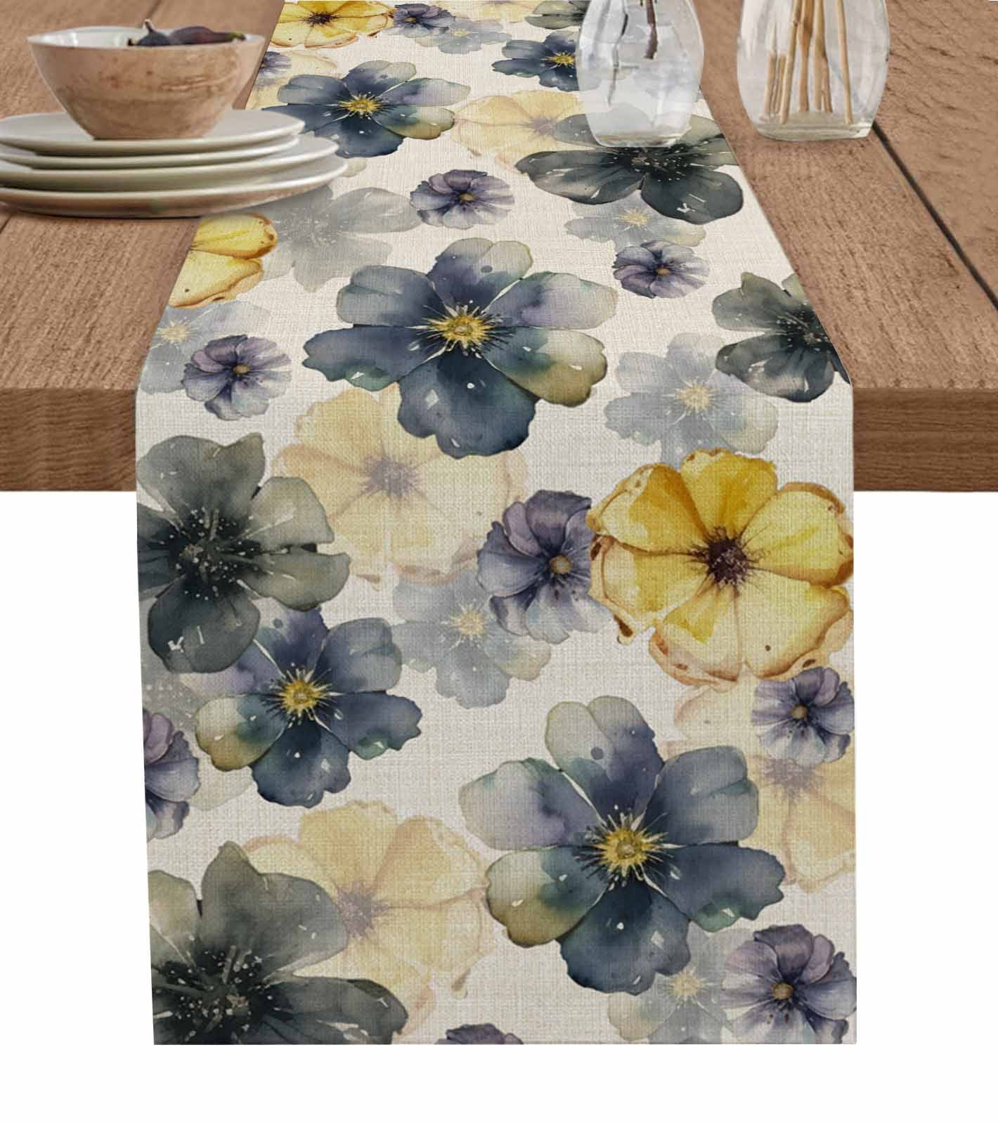 Plant Flowers Watercolor Grain Table Runner ration Home r Dinner Table ration Table r - Walmart.com