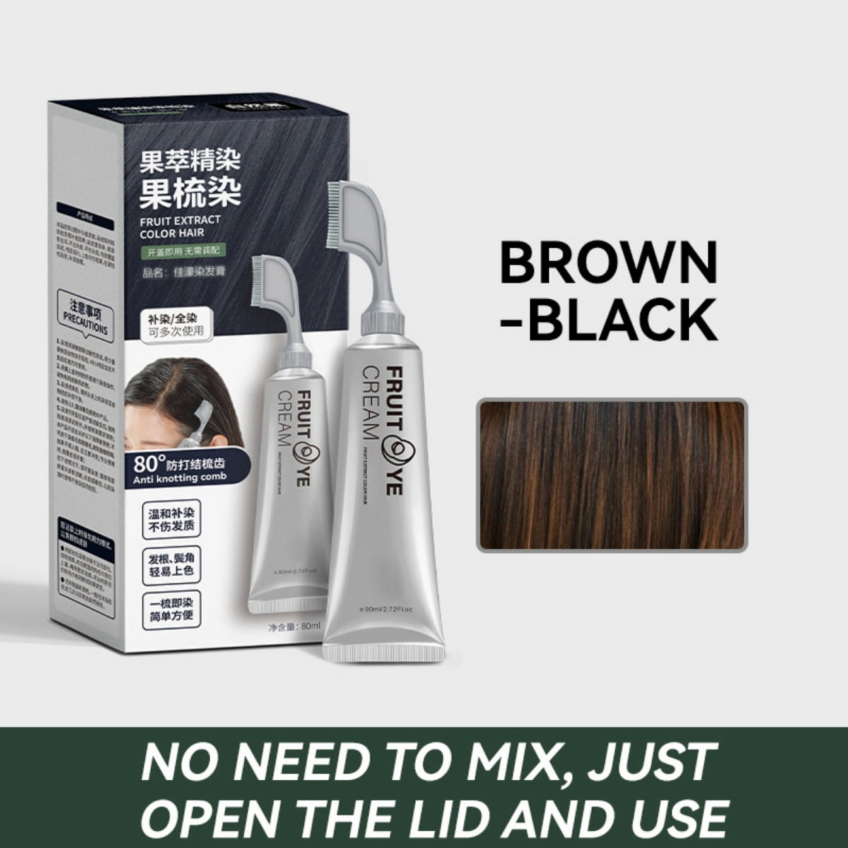Plant Fruit Hair Dye Cream, Plant Hair Dye Essence, Hair Dyeing Comb ...