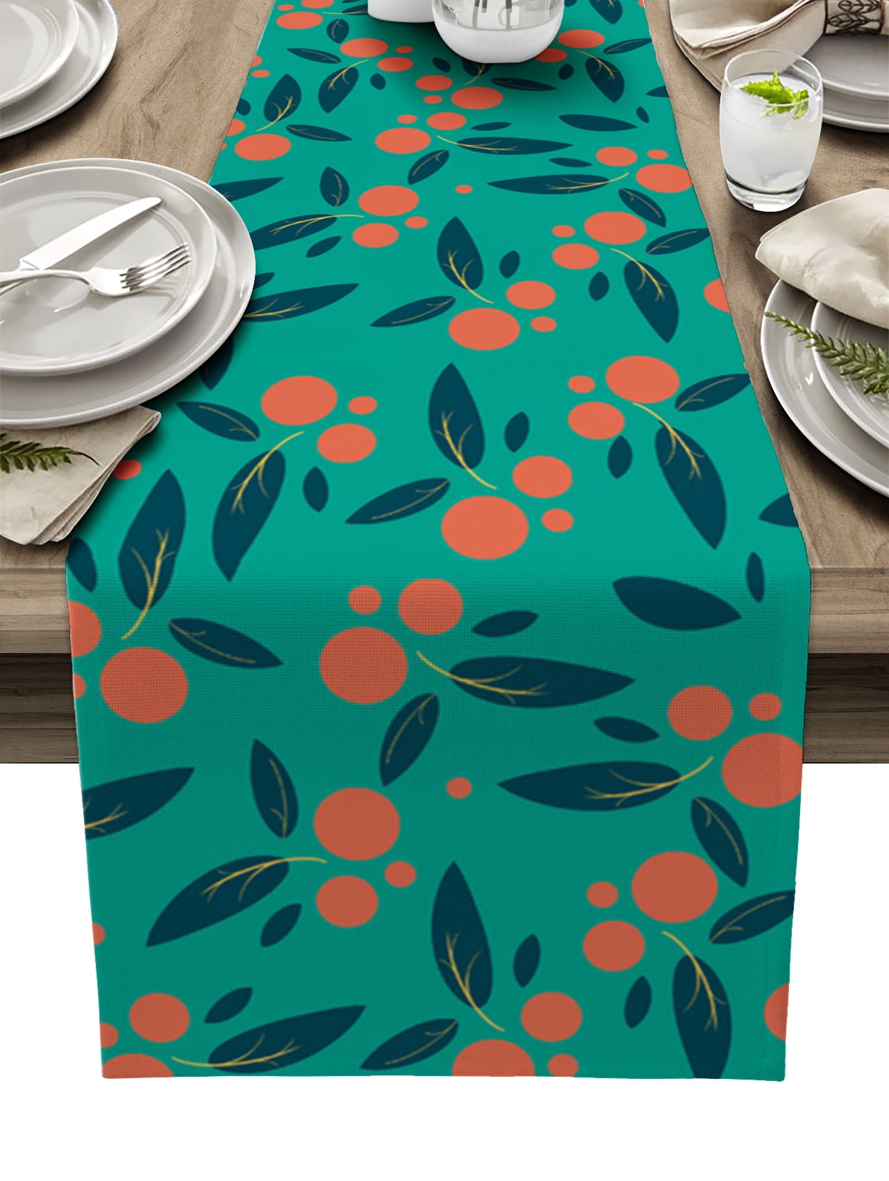 Plant Fruit Orange Table Runner Home Wedding r Table Flag Mat Table ...