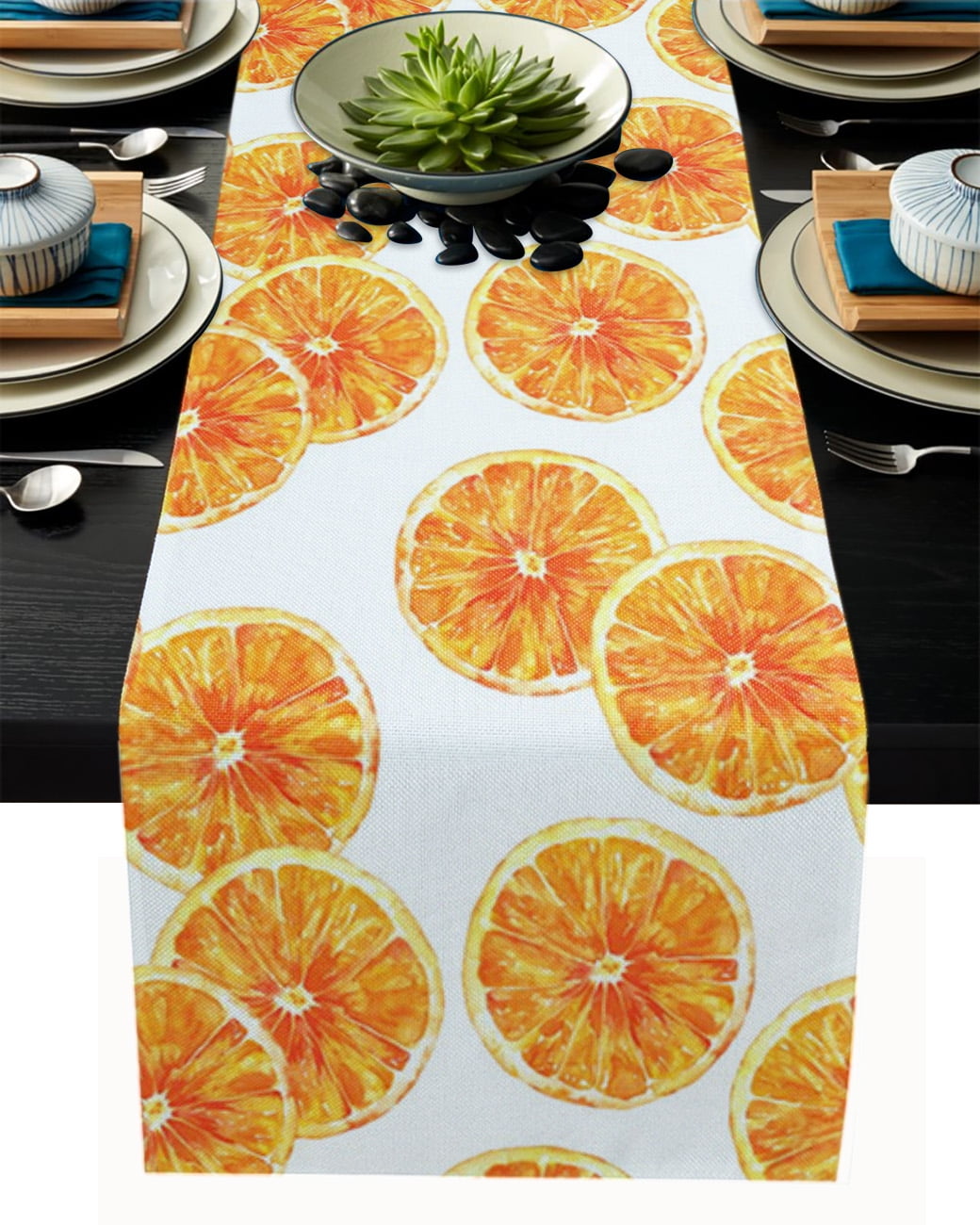 Plant Fruit Orange Table Runner Home Wedding r Table Flag Mat Table ...