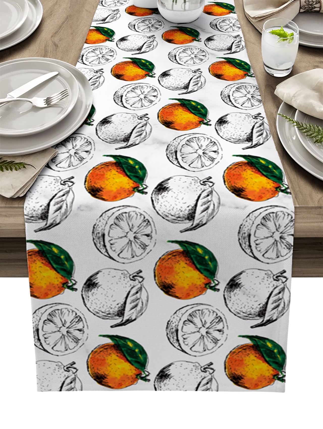 Plant Fruit Orange Table Runner Home Wedding r Table Flag Mat Table ...