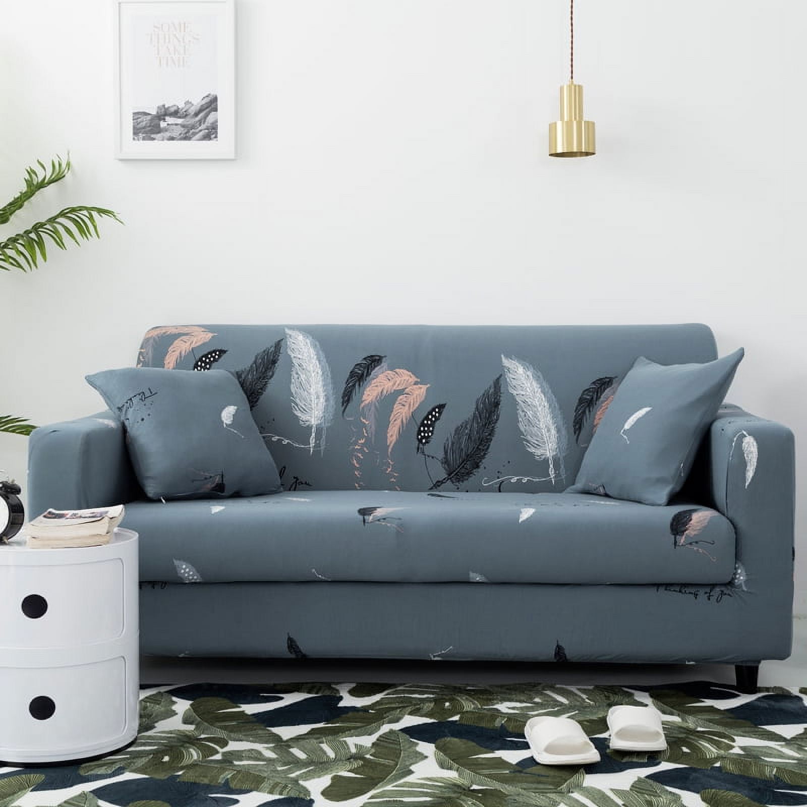 Plant Geometric Design Stretch Sofa Cover Sofa Cover Alllusive Cushion ...