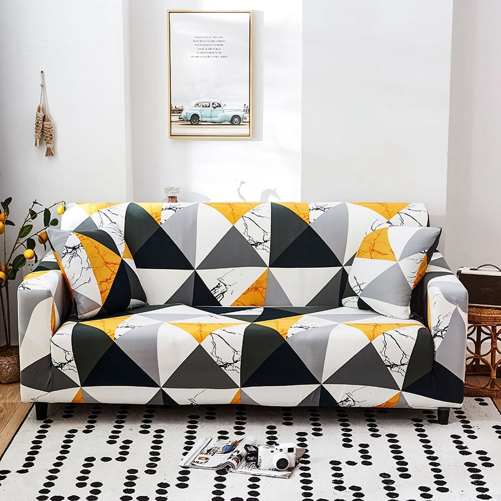 Plant Geometric Design Stretch Sofa Cover Sofa Cover Alllusive Cushion ...