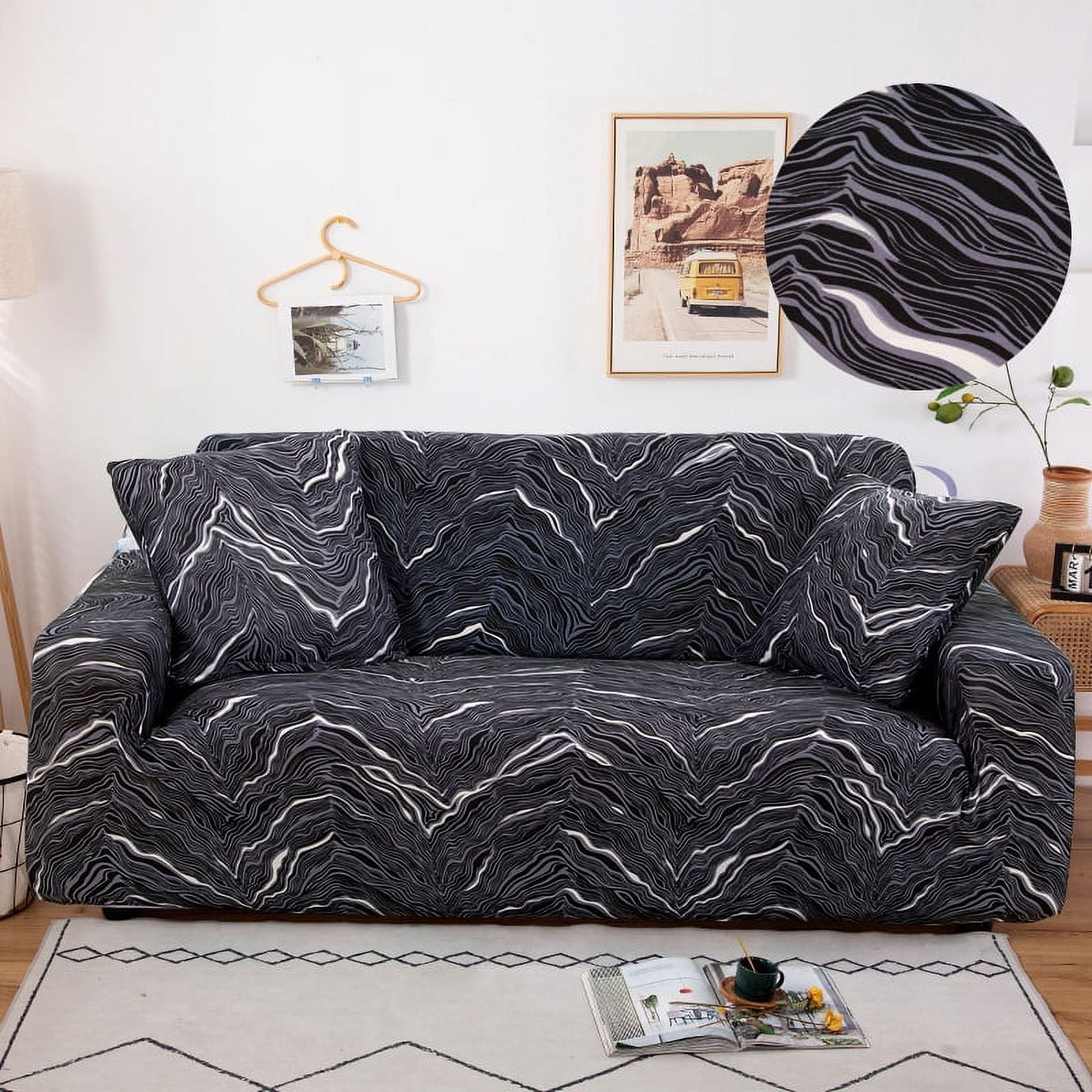 Plant Geometric Design Stretch Sofa Cover Sofa Cover Alllusive Cushion ...