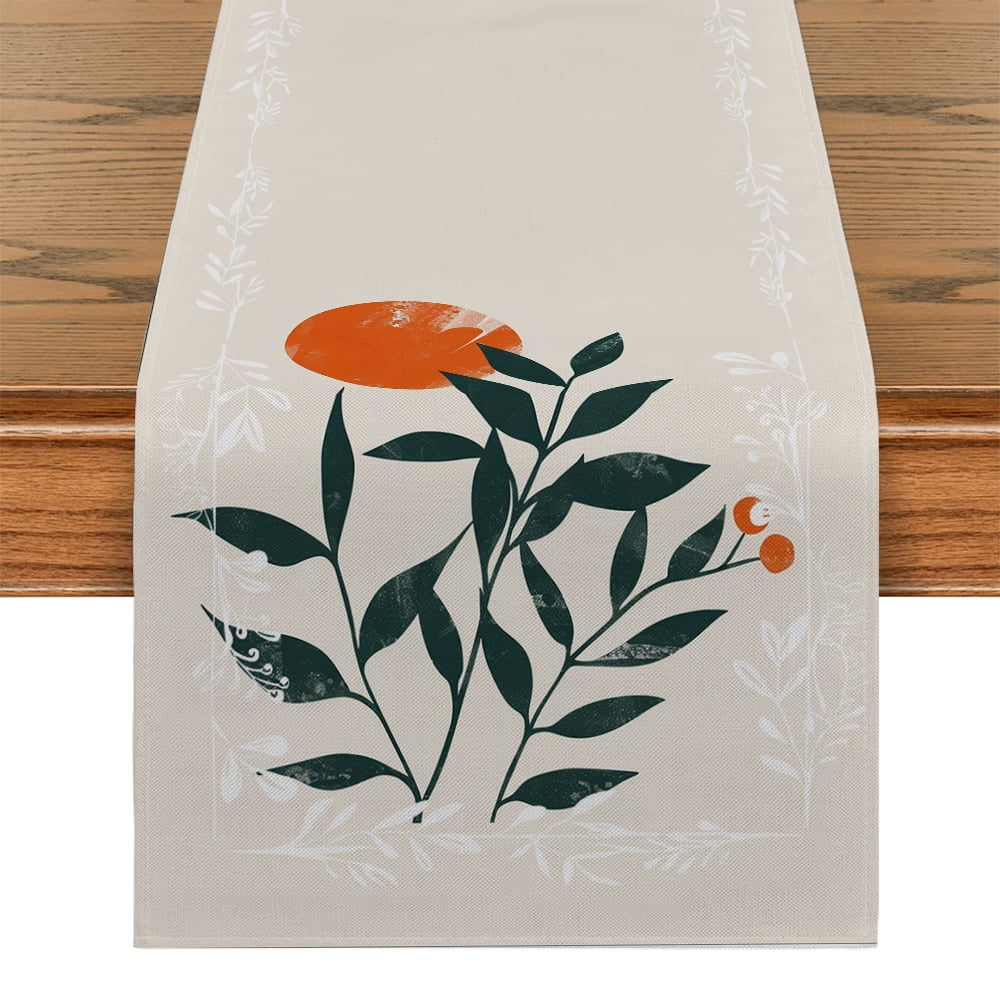 Plant Geometric Table Runners Kitchen Table r Farmhouse Washable Dining ...