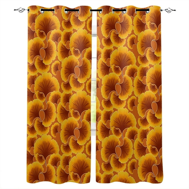 Plant Ginkgo Leaves Curtains For Living Room Bedroom Window Treatment ...