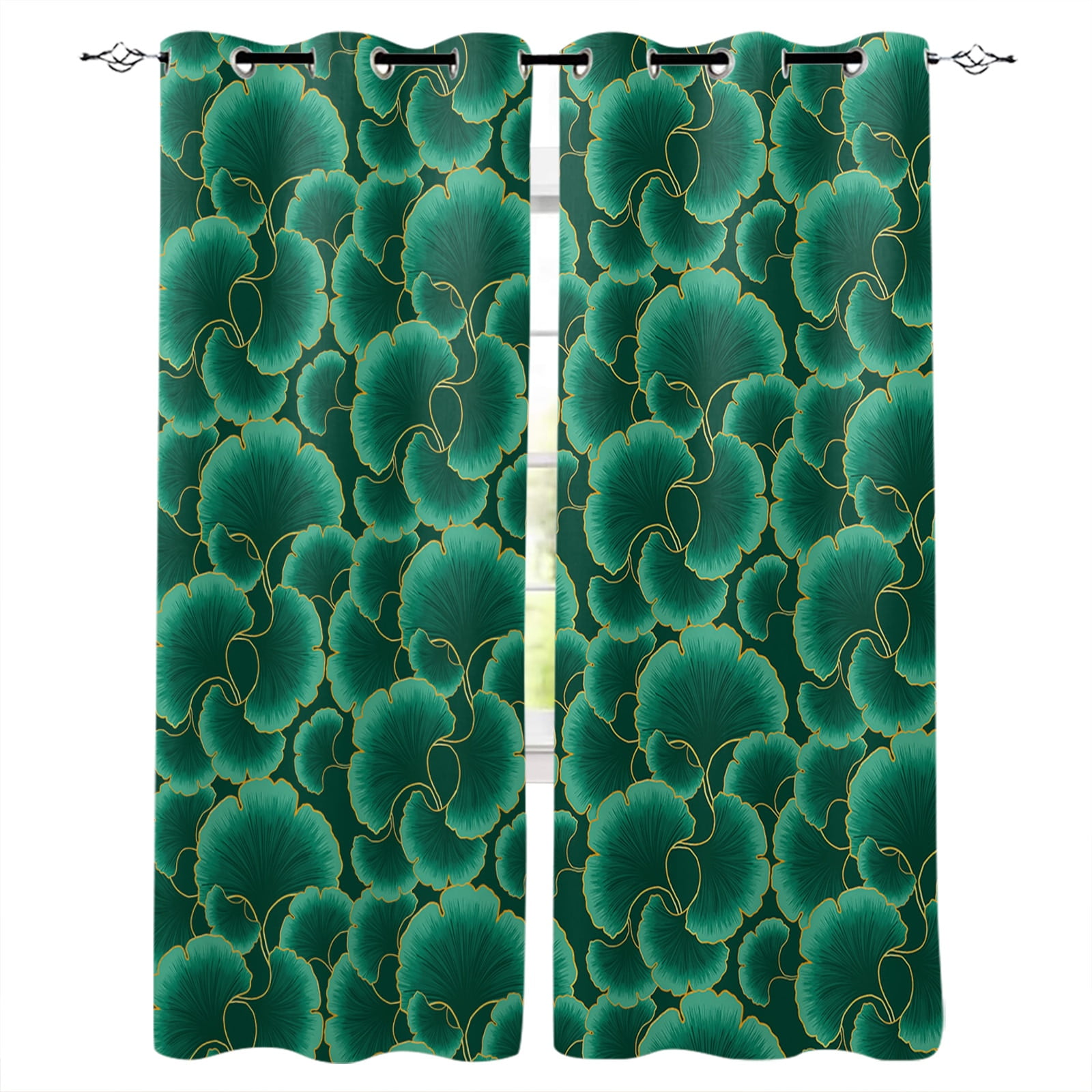 Plant Ginkgo Leaves Curtains For Living Room Bedroom Window Treatment ...