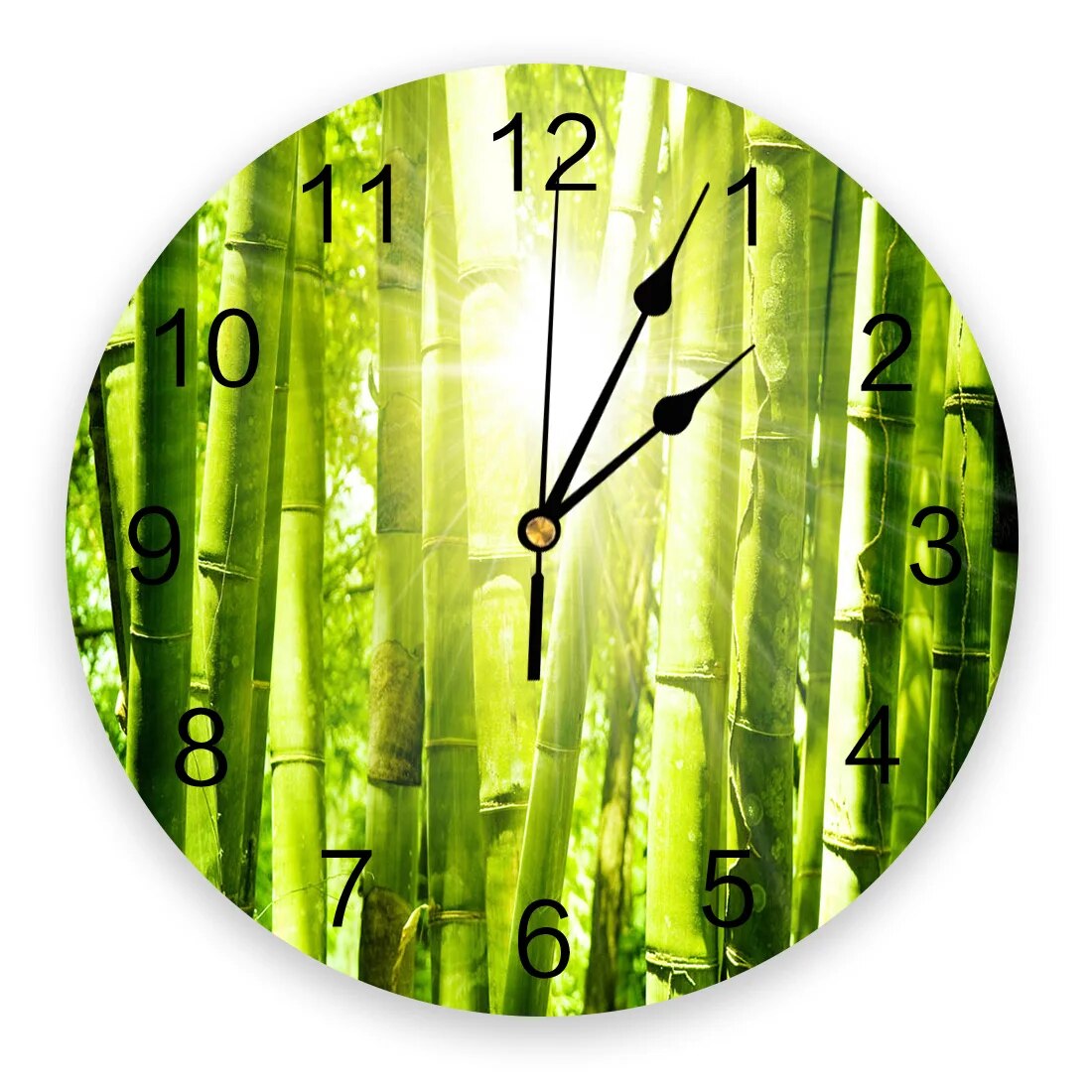 Plant Green Bamboo Forest Fresh Wall Clock Home Decor Bedroom Silent ...