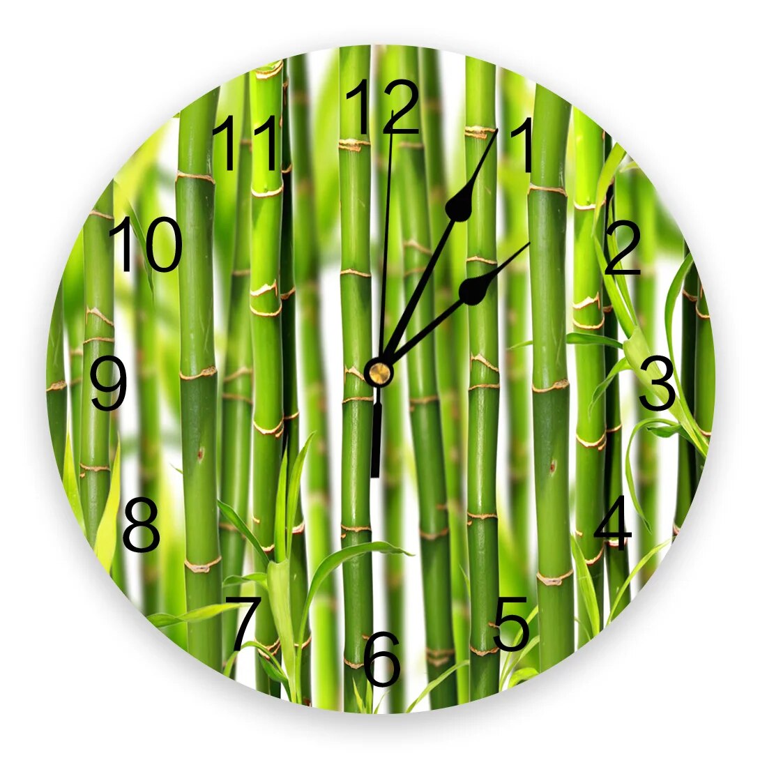 Plant Green Bamboo Forest Fresh Wall Clock Home Decor Bedroom Silent ...
