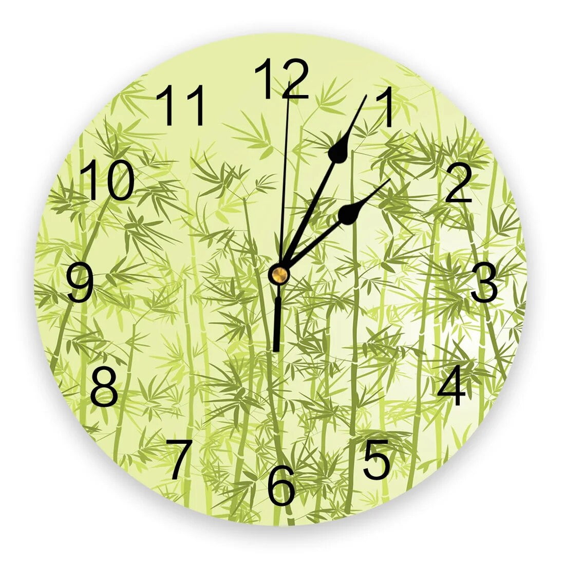 Plant Green Bamboo Forest Fresh Wall Clock Home Decor Bedroom Silent ...