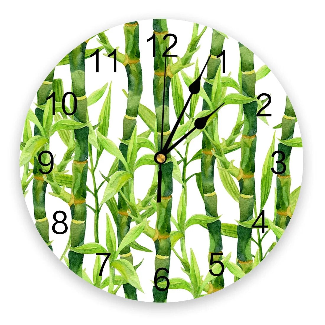 Plant Green Bamboo Forest Fresh Wall Clock Home Decor Bedroom Silent ...