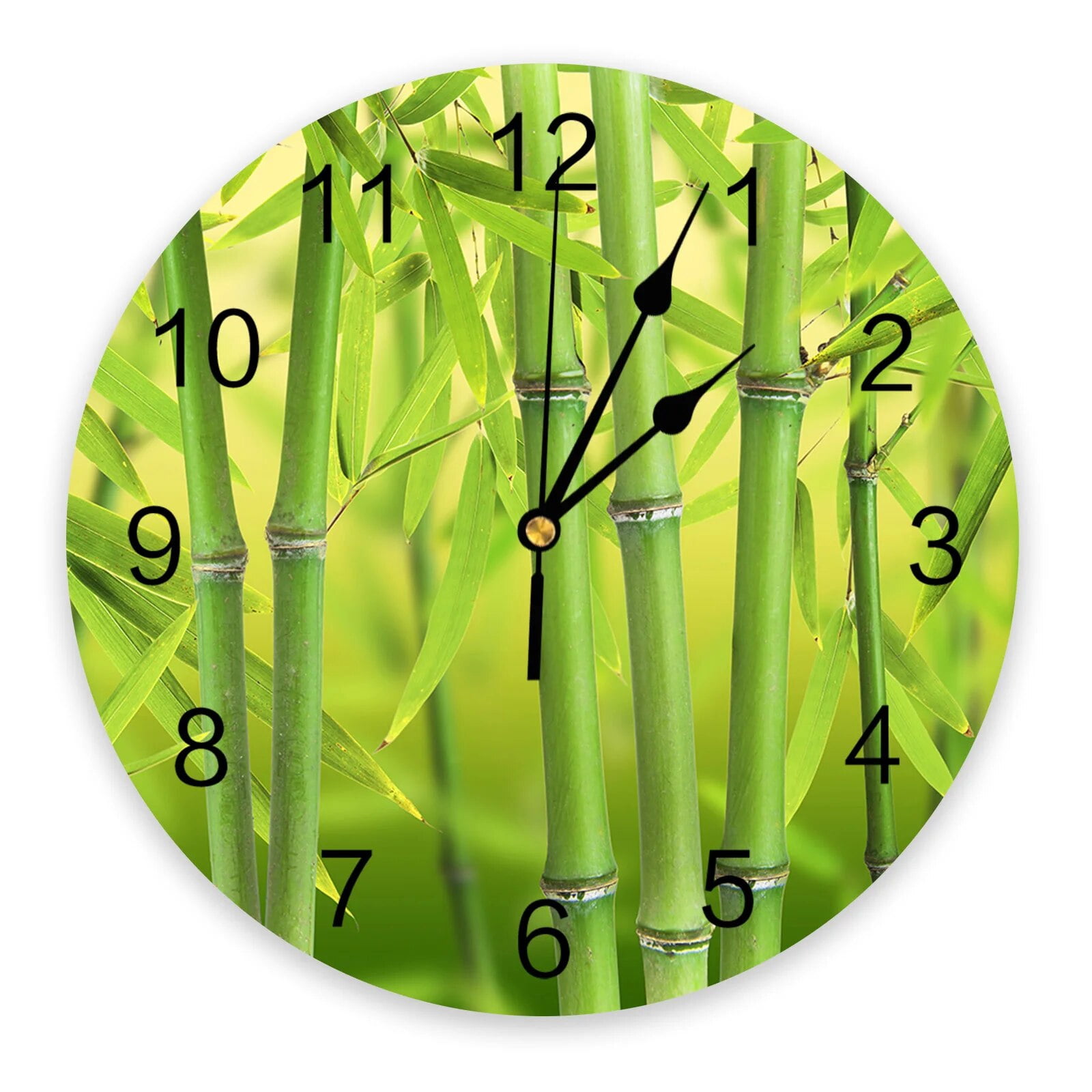 Plant Green Bamboo Forest Fresh Wall Clock Home Decor Bedroom Silent ...